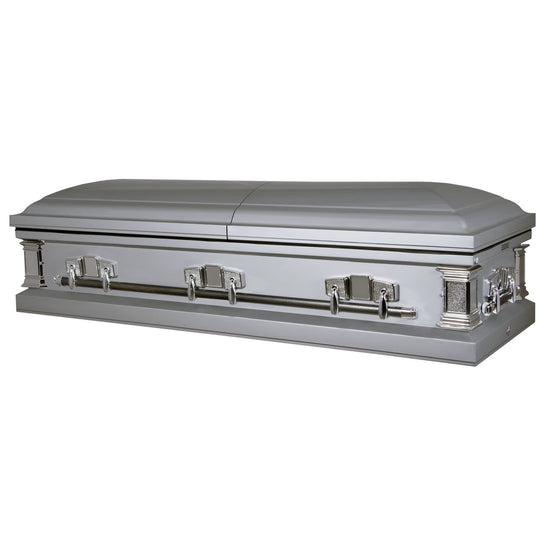 Titan Satin Series - Silver Steel Casket (Coffin) with Swingbar – Titan ...