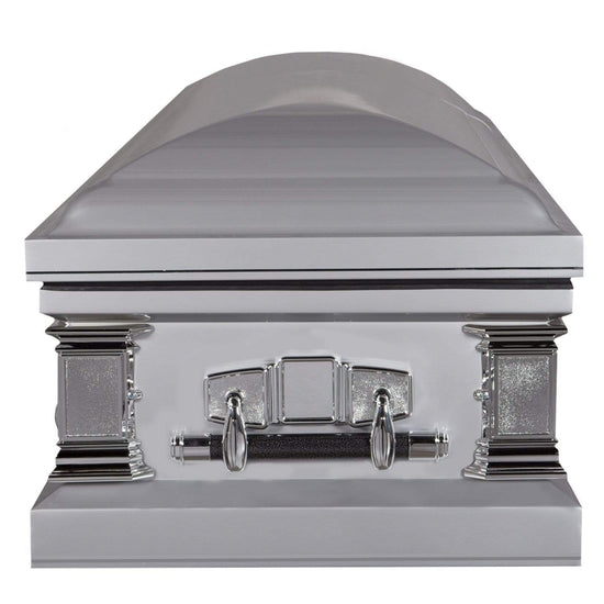 Titan Satin Series - Silver Steel Casket (Coffin) with Swingbar – Titan ...