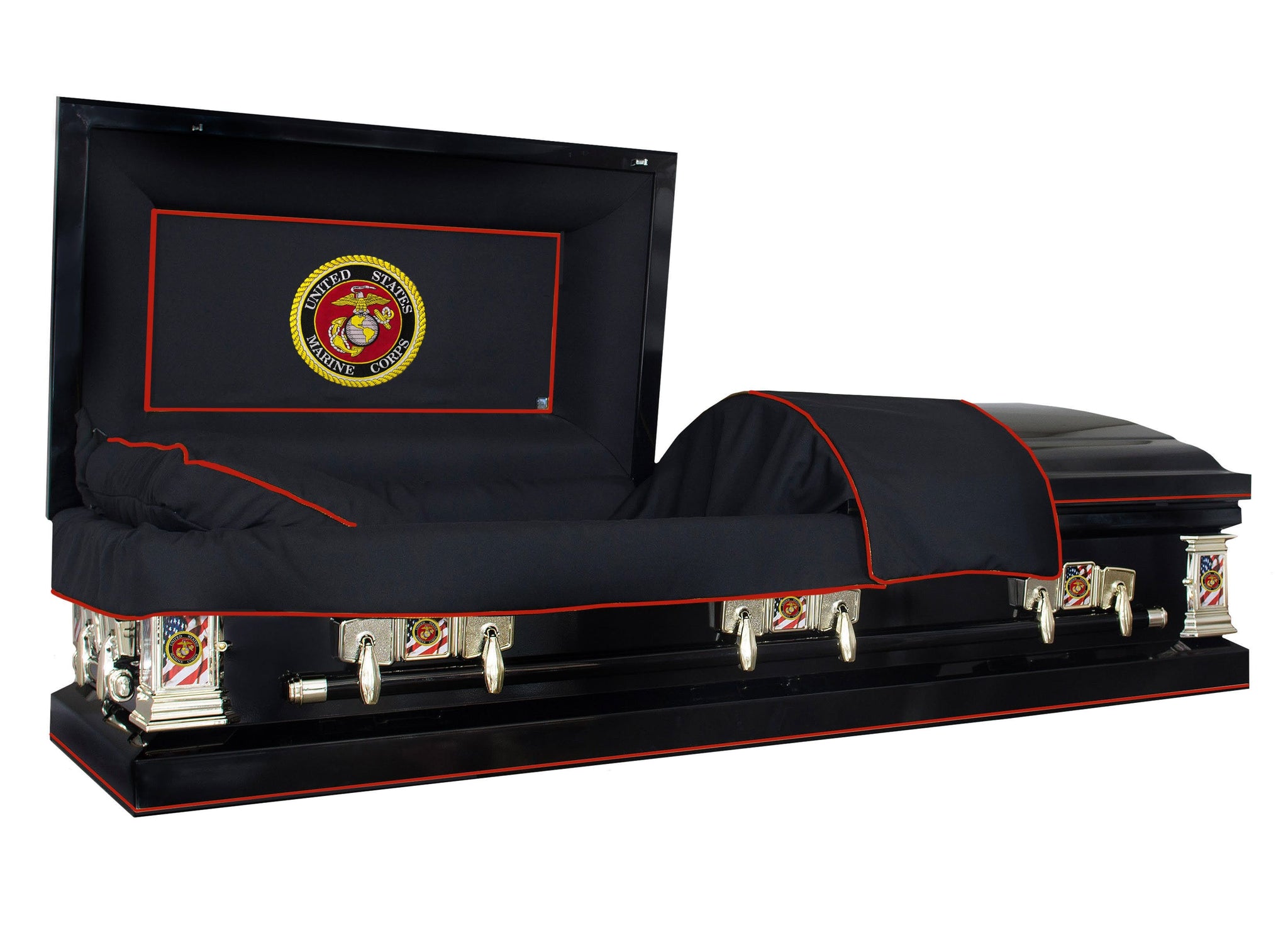70% Discount on Marines Black Steel Funeral Coffin (Casket) - Veteran ...