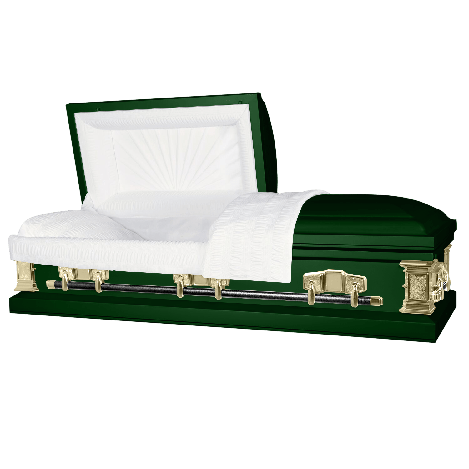 Titan Satin Series | Hunter Green Steel Casket with Swingbar – Titan Casket
